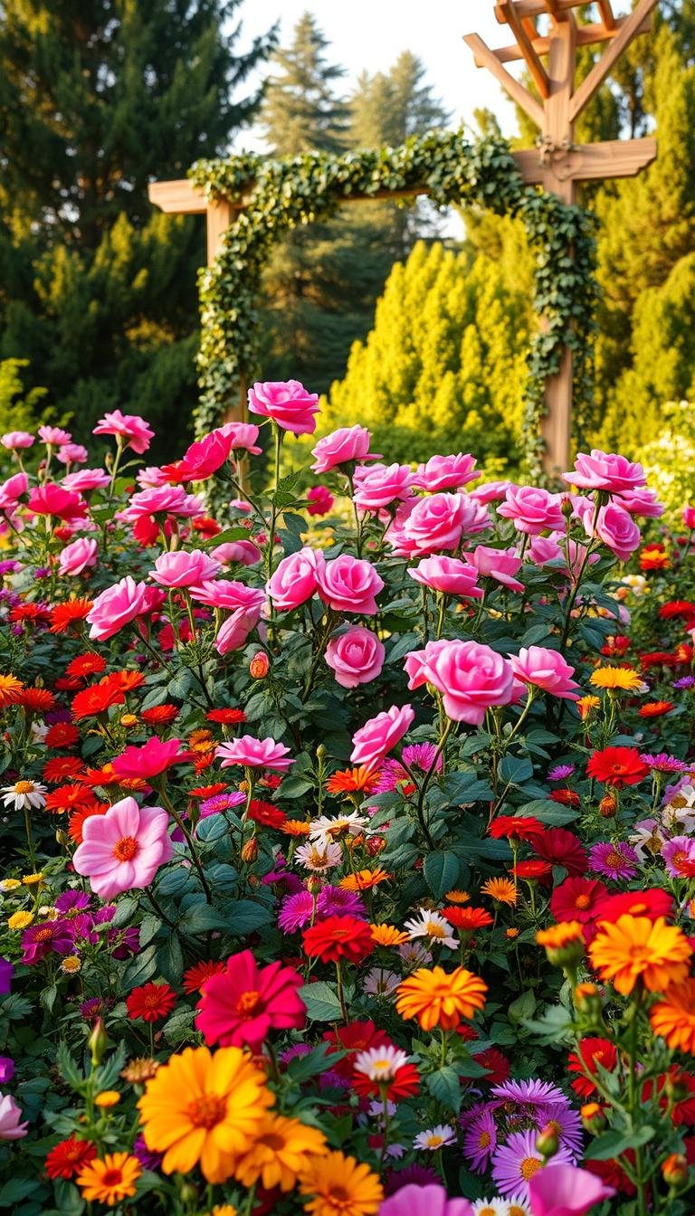 How to Combine a Rose Flower Garden with Annuals and Perennials